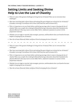 Lesson Teacher Material The Divine Gift And Sacred Responsibility Of Sexual Intimacy