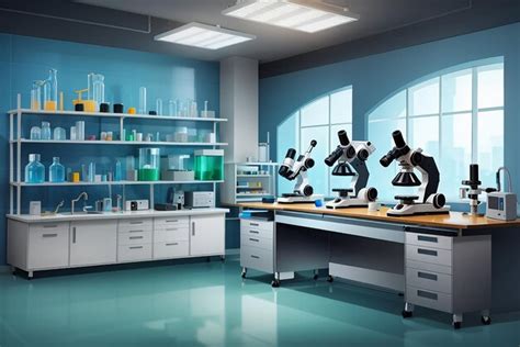 Premium Photo Microscope And Test Tubes With Lab Glassware In Laboratory Background Research