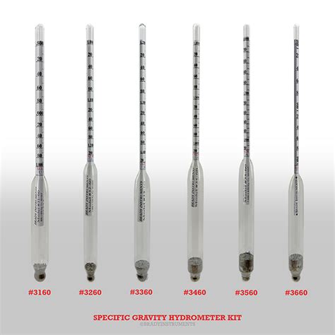Specific Gravity Hydrometer Set Brady Instruments