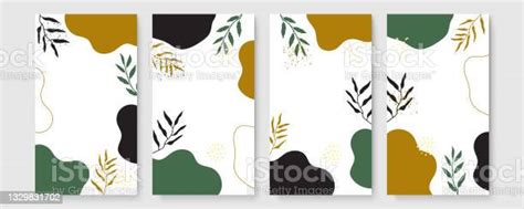 추상적인 현대 식물 보헤미안 포스터 컬렉션 수채화 추상적 인 모양의 유기농 보헤미안 벽 아트 포스터 중립 파스텔 색상 단풍 드로잉 0명에 대한 스톡 벡터 아트 및 기타