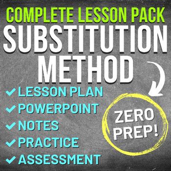 Solving Systems Of Equations By Substitution Worksheet NO PREP KEYS SUB PLAN