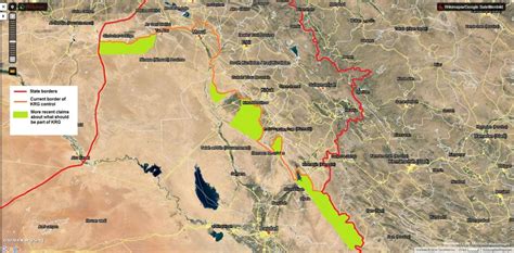 Super Low Quality Map With Current Borders Of Krg Control And Recent Territorial Claims Kurdistan