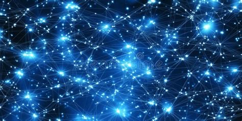 Abstract Blue Network Digital Art Glowing Nodes Connections Technology Background Web Data Lines