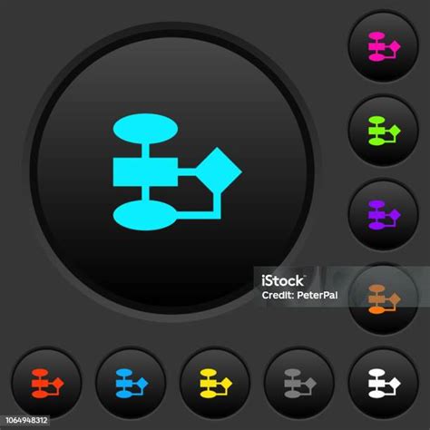 Flowchart Dark Push Buttons With Color Icons Stock Illustration Download Image Now Business