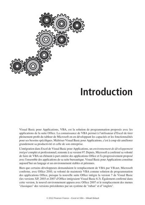 Pdf Excel Et Vba Pearsonfr · Visual Basic Pour Applications