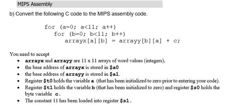 Solved Mips Assembly B Convert The Following C Code To The