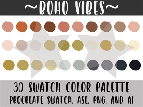 Boho PROCREATE Color Palette For Ipad Digital Illustration Etsy