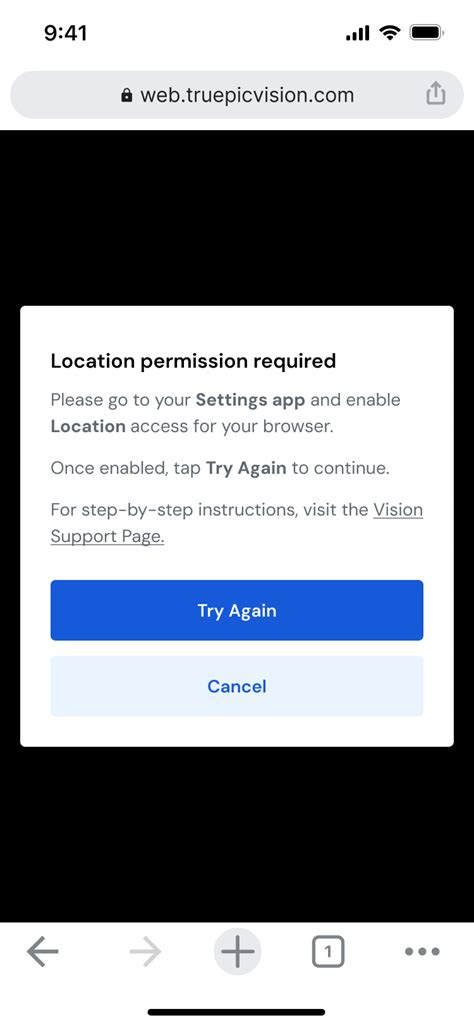 Locations Permissions Error Web App Truepic Vision App Support