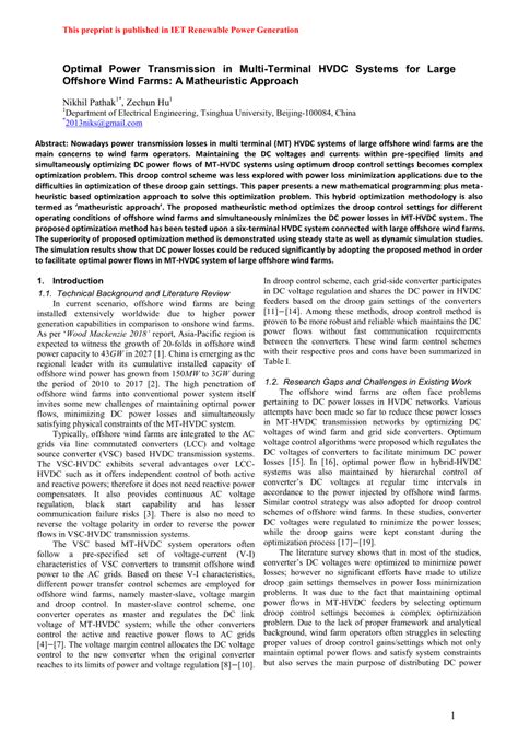 Pdf Optimal Power Transmission In Multi Terminal Hvdc Systems For Large Offshore Wind Farms A