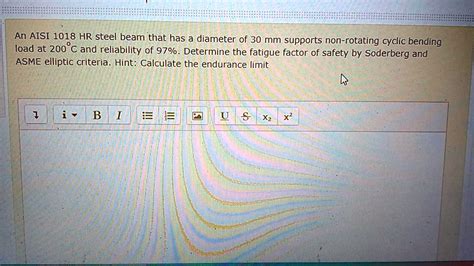 Solved An Aisi 1038 Hr Steel Beam That Has A Diameter Of 30 Mm Supports A Non Rotating Cyclic