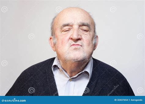 Old Man Kissing Stock Photo Image Of Bald Shirt Funny