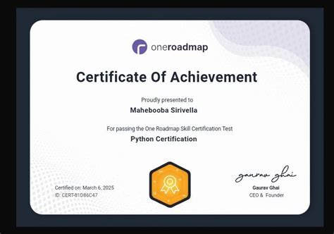 Oneroadmap Python Sirivella Mahebooba