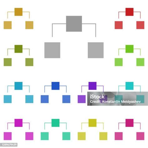 여러 색상의 결정 트리 아이콘입니다 간단한 글리프 Ui 및 Ux 웹 사이트 또는 모바일 응용 프로그램에 대한 차트 및 다이어그램 아이콘의 평면 벡터 0명에 대한 스톡 벡터