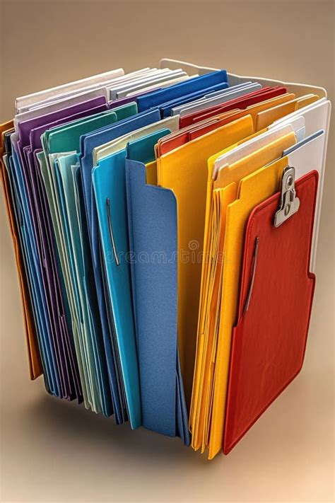 Card Index System Organizing Information With Colorful Files Stock