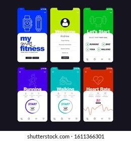 Different Ui Ux Gui Screens Fitness Stock Vector Royalty Free Shutterstock