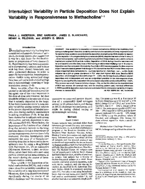 Pdf Intersubject Variability In Particle Deposition Does Not Explain Variability In