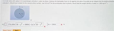 A Circular Plate With Radius 6 M Is Submerged