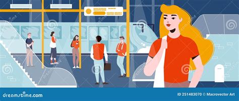 Flat Subway Illustration Stock Vector Illustration Of Station 251483070