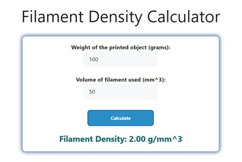 Filament Density Calculator Savvy Calculator