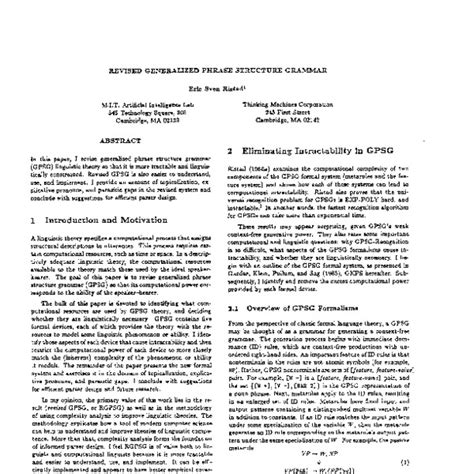 Revised Generalized Phrase Structure Grammar Acl Anthology