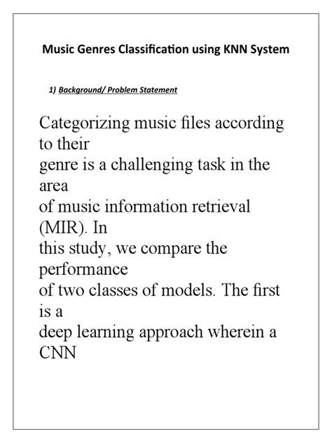 65 Music Genres Classification Using Knn System Py065 Pdf