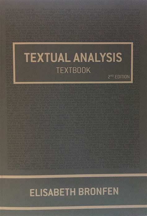 Textual Analysis Textbook By Elisabeth Bronfen Goodreads
