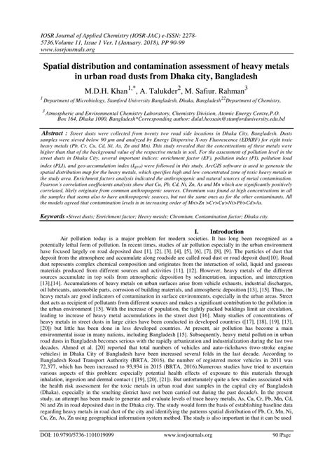 Pdf Spatial Distribution And Contamination Assessment Of Heavy Metals In Urban Road Dusts From