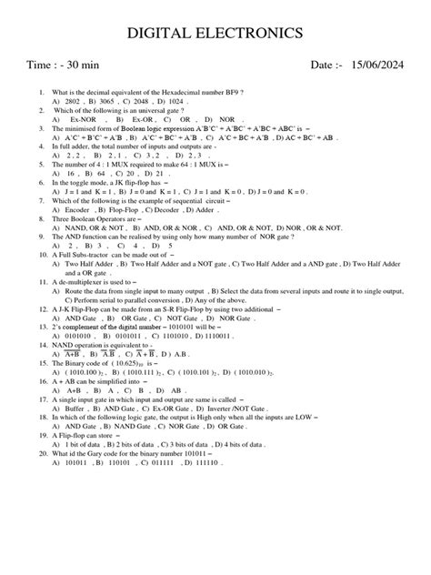 Digital Electronics 15062024 Pdf Logic Gate Electronic Engineering