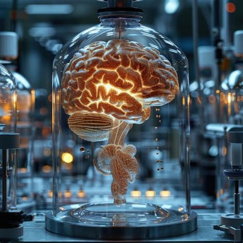 Artificial Minibrain In Neural Research Lab Premium Ai Generated Image