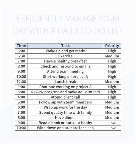efficiently manage your day with a daily to do list excel template and