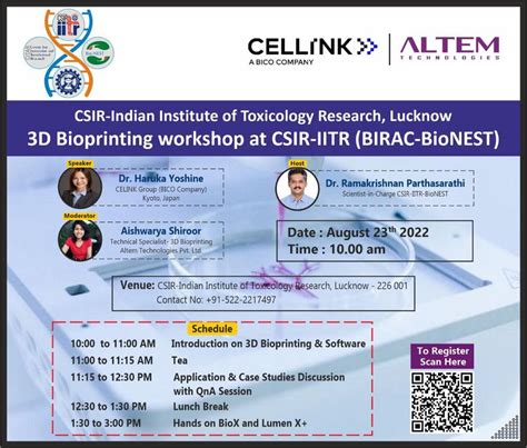 3d Bioprinting Workshop At Csir Csir Iitr Citar Bionest