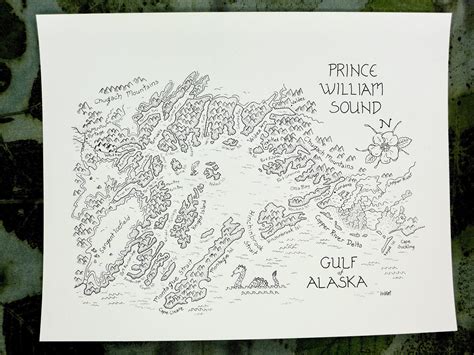 Alaska Map Set Hand Drawn Map Prints By Alaskan Artist Kim Etsy