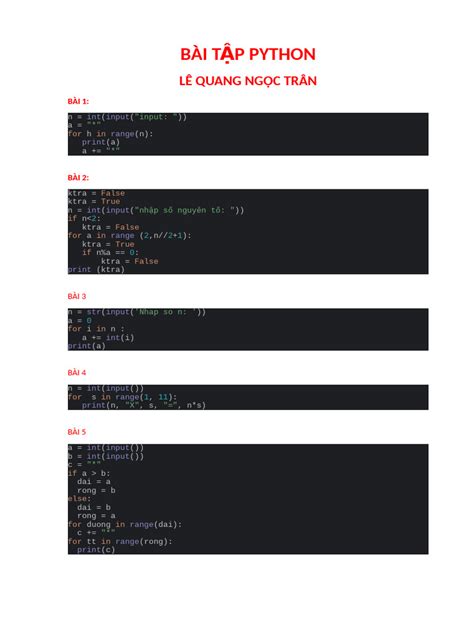 Bài Tập Python For Pdf