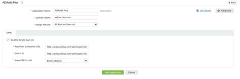configuring saml sso for manageengine adaudit plus