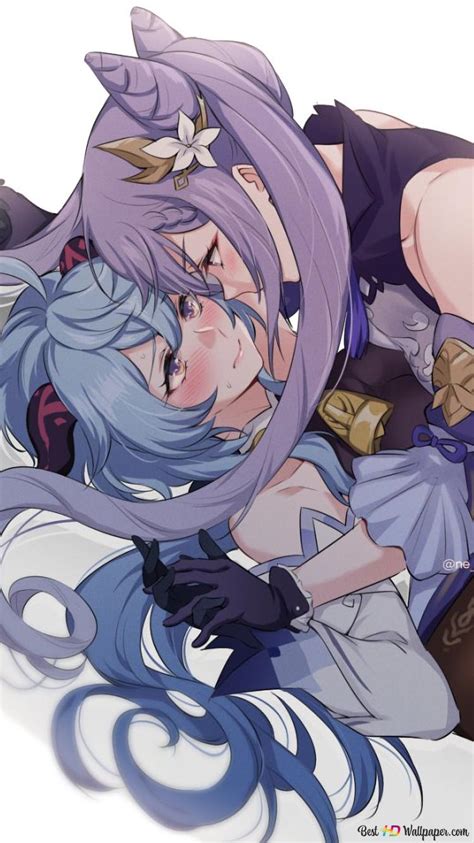 Keqing Ganyu Lesbian Love Genshin Impact 2K Wallpaper Download