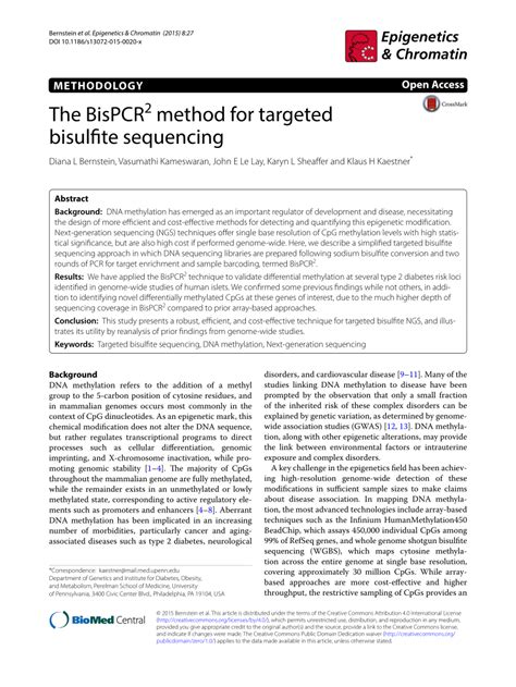 Pdf The Bispcr 2 Method For Targeted Bisulfite Sequencing