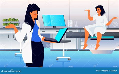 Doctor Examining Sick Female Reproductive System Health Care Medical