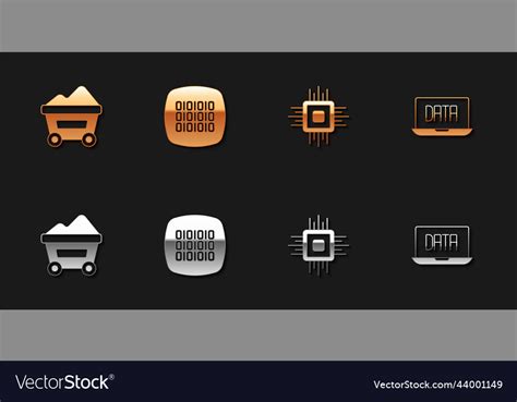 Set Coal Mine Trolley Binary Code Processor Cpu Vector Image