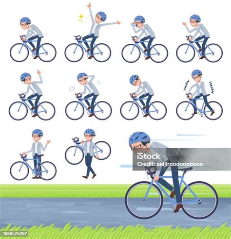 A Set Of Programmer Engineer Man On A Road Bike Stock Illustration