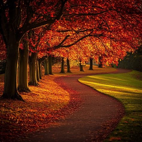 Free Autumn Park Pathway Image Autumn Trees Pathway Download At