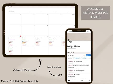 Notion Template Master Task List Task Manager Etsy