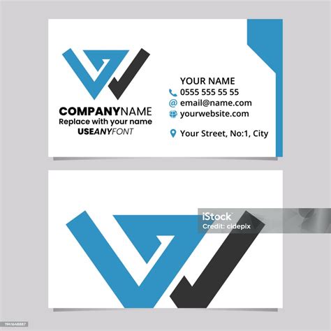 파란색과 검은색 명함 템플릿 와 교차하는 줄무늬 문자 W 로고 아이콘 개념에 대한 스톡 벡터 아트 및 기타 이미지 개념 검은색 기업 비즈니스 Istock