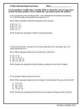 Writing Expressions To Solve Word Problems With Order Of Operations