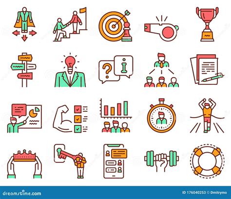 Mentoring Linear Icons Signs Symbols Vector Line Illustration Set 165754771
