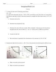 Integrated rate law wks.pdf - Name: Date: period: Integrated Rate Law ...