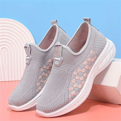 Temu｜여성 캐주얼 솔리드 컬러 스니커즈 플랫폼 소프트 솔 워킹 슬립 온 슈즈 니트 통기성 피트니스 신발 Bayan