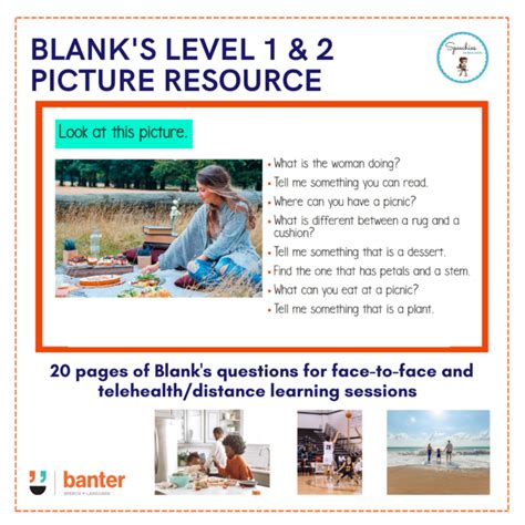 L152 Blanks Level 1 And 2 Picture Resource Banter Speech And Language