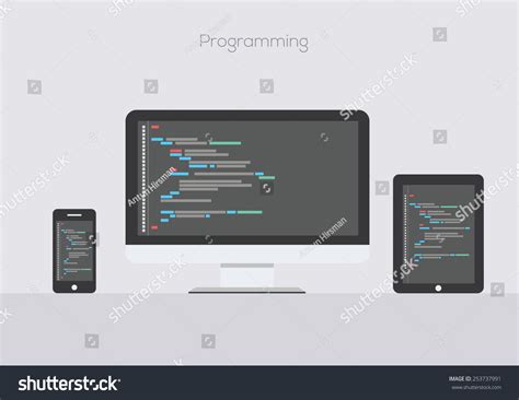 Programming And Coding Website Development Web Design Flat Vector
