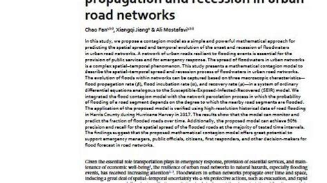 A Network Percolation Based Contagion Model Of Flood Propagation And Recession In Urban Road