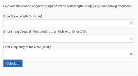 Guitar String Tension Calculator Daddario String Tension